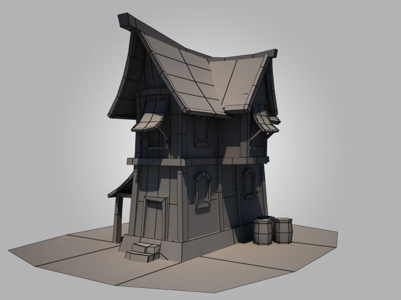 Low Poly House 3D Model in Fantasy 3DExport
