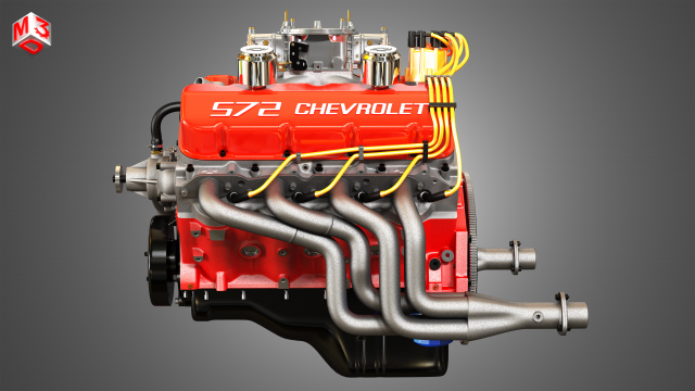 chevrolet 572 v8 muscle engine 3D Model in Parts of auto 3DExport