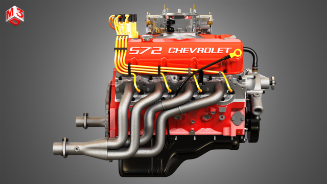 chevrolet 572 v8 muscle engine 3D Model in Parts of auto 3DExport