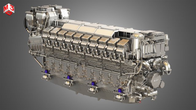 mtu-8000-20v engine 3D Model in Machines 3DExport