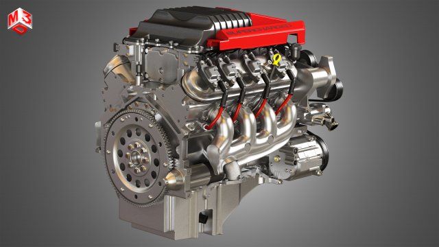 v8 supercharge engine 3D Model in Heavy Equipment 3DExport