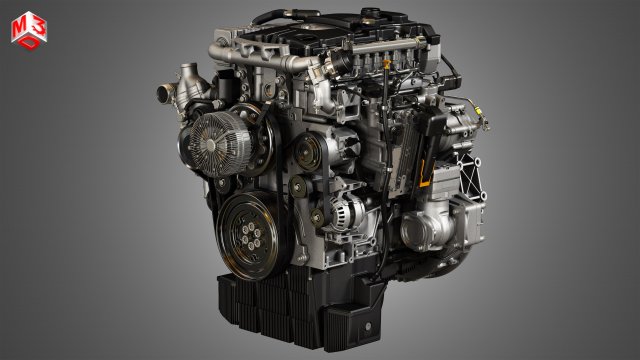 dd5 truck engine - 4 cylinder diesel engine 3D Model in Heavy Equipment ...
