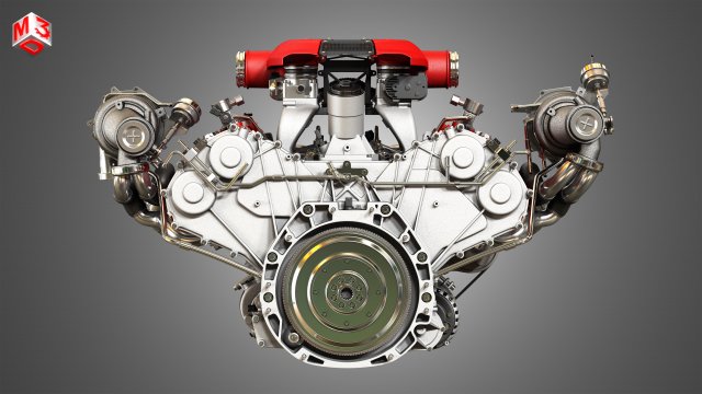 f8 tributo engine - v8 twin turbo engine 3D Model in Parts of auto 3DExport