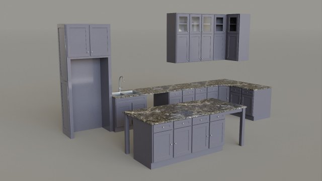 Kitchen Countertop Set 3D Model in Kitchen 3DExport