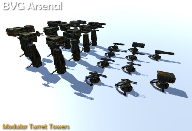 modular turret tower pack - hq 3D Model in SCI-FI 3DExport