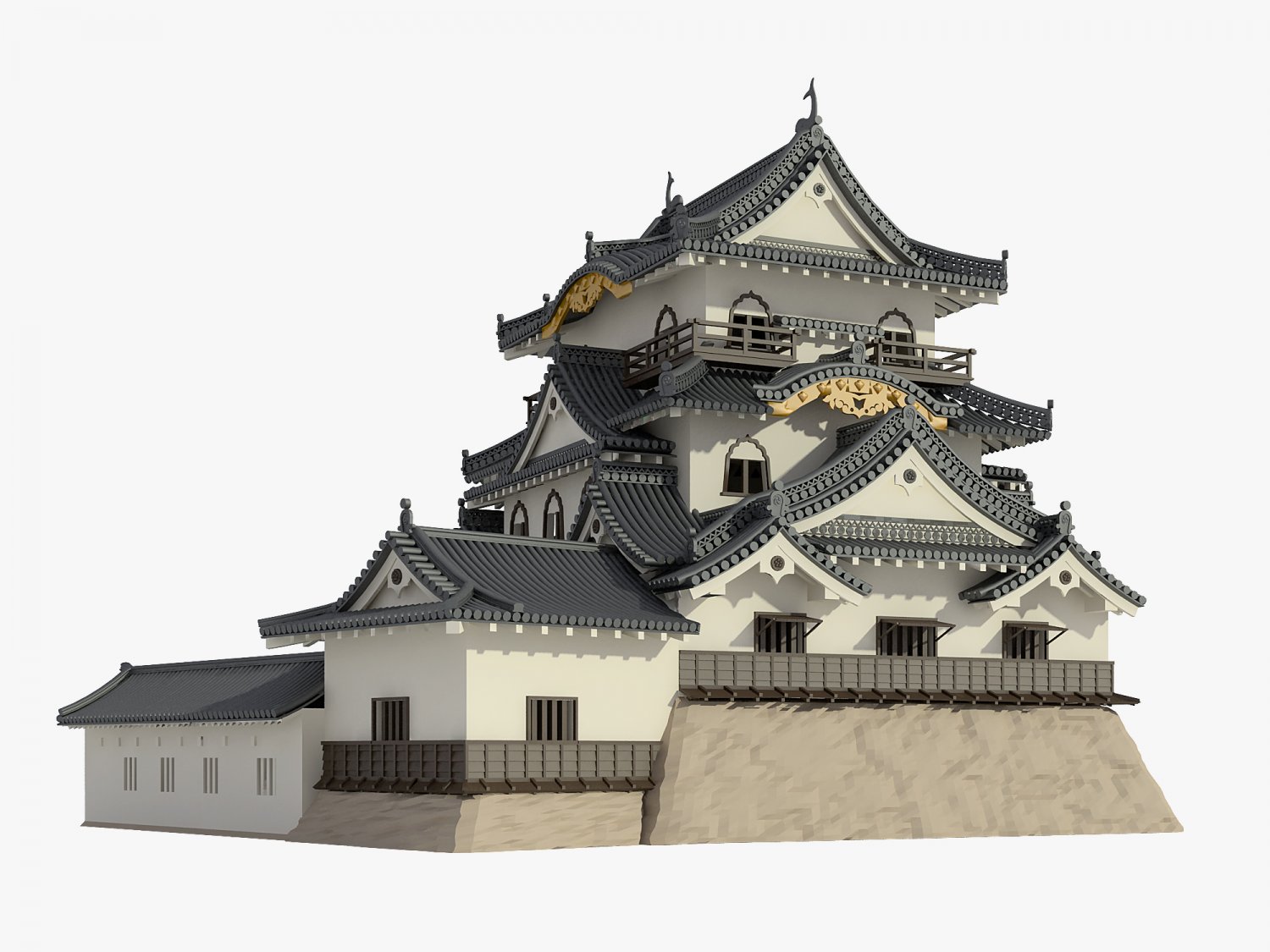 Hikone Japanese Castle 3D Model in Buildings 3DExport
