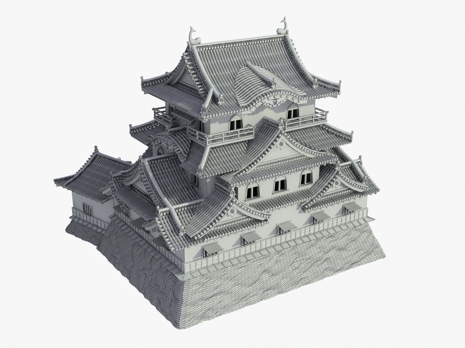 Hikone Japanese Castle 3D Model in Buildings 3DExport