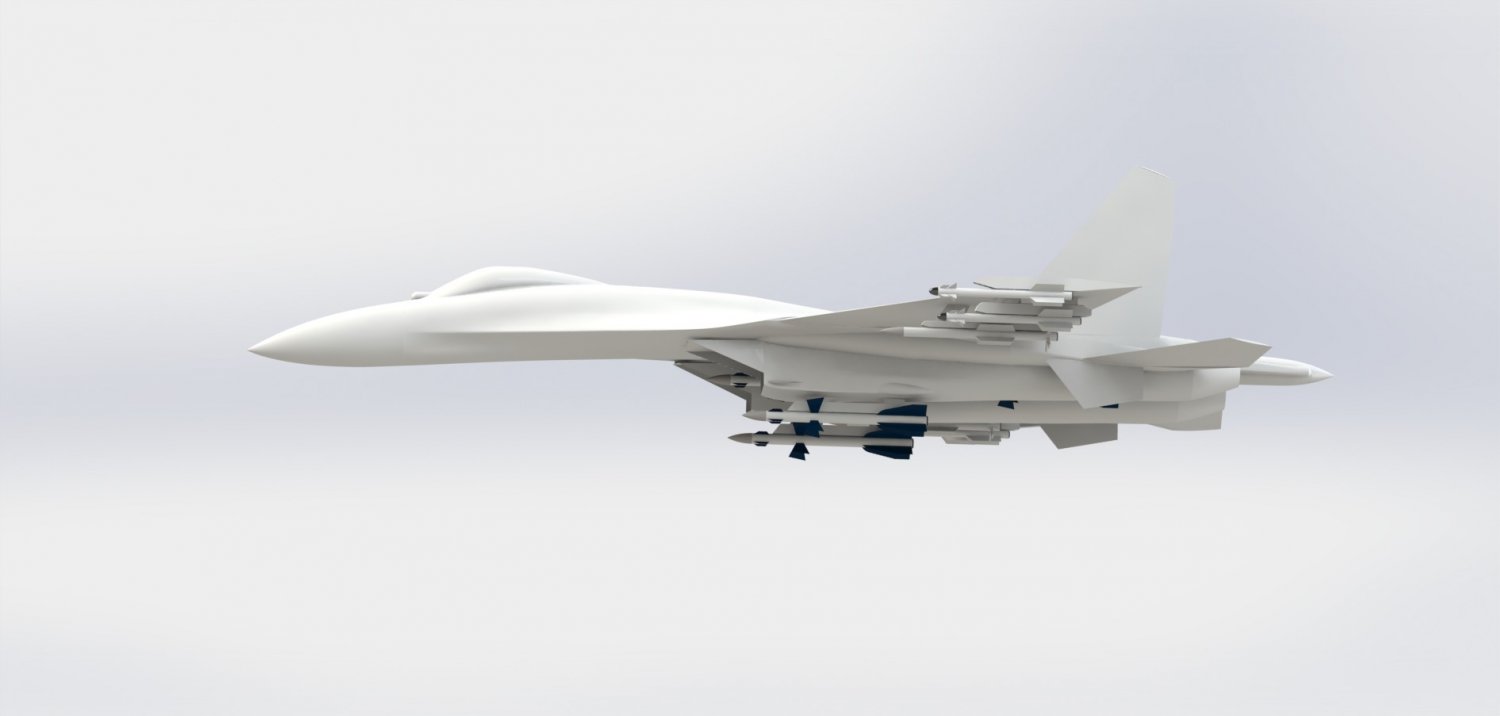 Su 27 with rockets R77 R73 and R27 3D Model in Fighter 3DExport