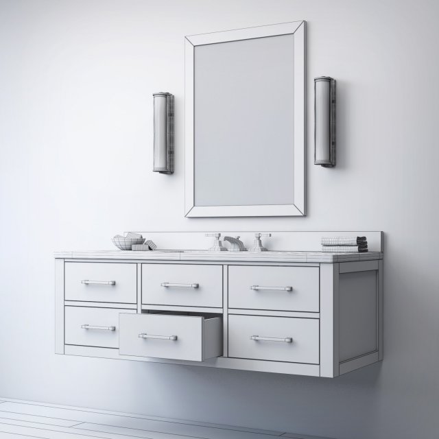 hutton single extra-wide floating vanity 3D Model in Bathroom 3DExport
