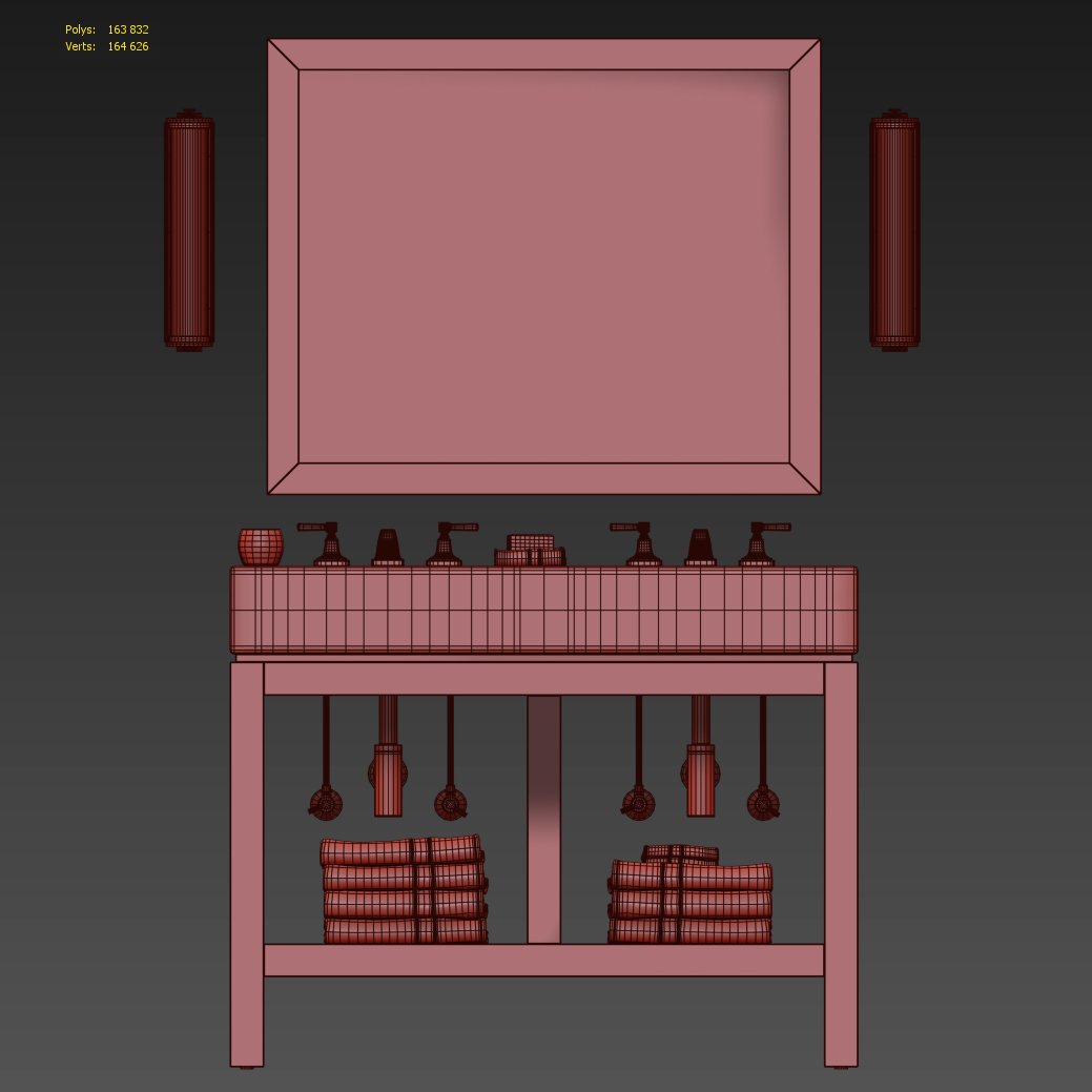 hutton double console washstand 3D 모델 in 화장실 3DExport