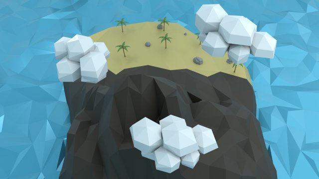 low poly tropical island 3D Model in Landscapes 3DExport