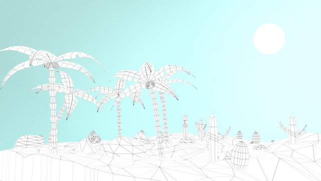 low poly oasis 3D Model in Environment 3DExport