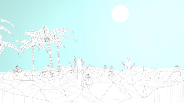 low poly oasis 3D Model in Environment 3DExport