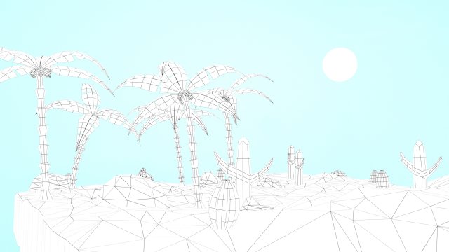 low poly oasis 3D Model in Environment 3DExport