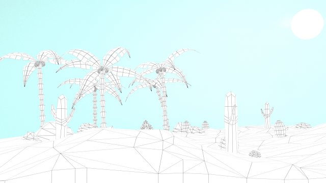 low poly oasis 3D Model in Environment 3DExport