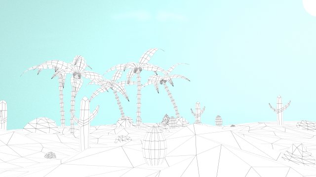 low poly oasis 3D Model in Environment 3DExport