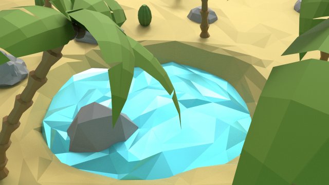 low poly oasis 3D Model in Environment 3DExport