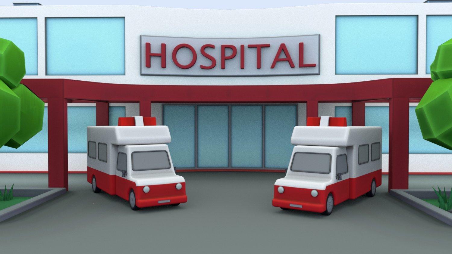 Cartoon Hospital 3D Model in Buildings 3DExport