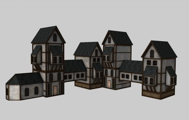 medieval low poly game pack buildings 3D Model in Fantasy 3DExport