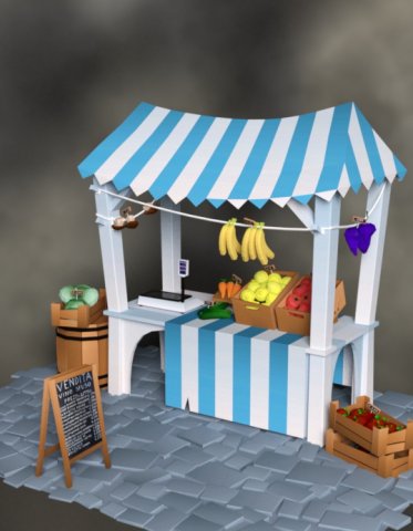 Market stall 3D Model in Outdoor items 3DExport