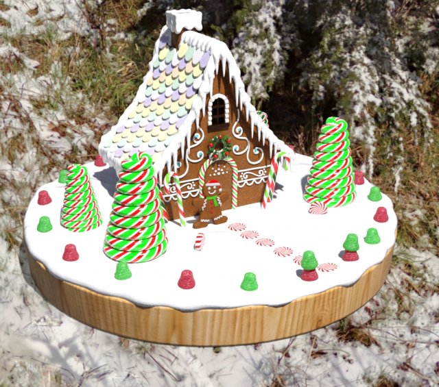 Gingerbread House and props 3D Model in X-mas 3DExport