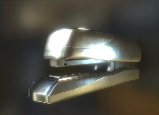 stapler rigged and animated silver version Modèle 3D in Bureau 3DExport