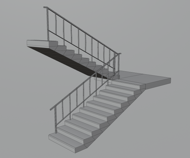 concrete stairs 3D Model in Stair 3DExport