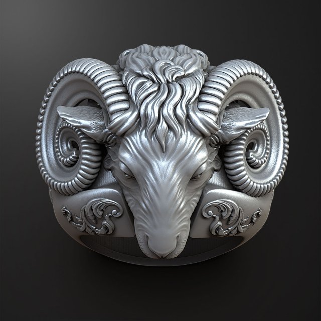 Sheep Head ring 3D print model 3D print model 3D Print Model in Rings ...