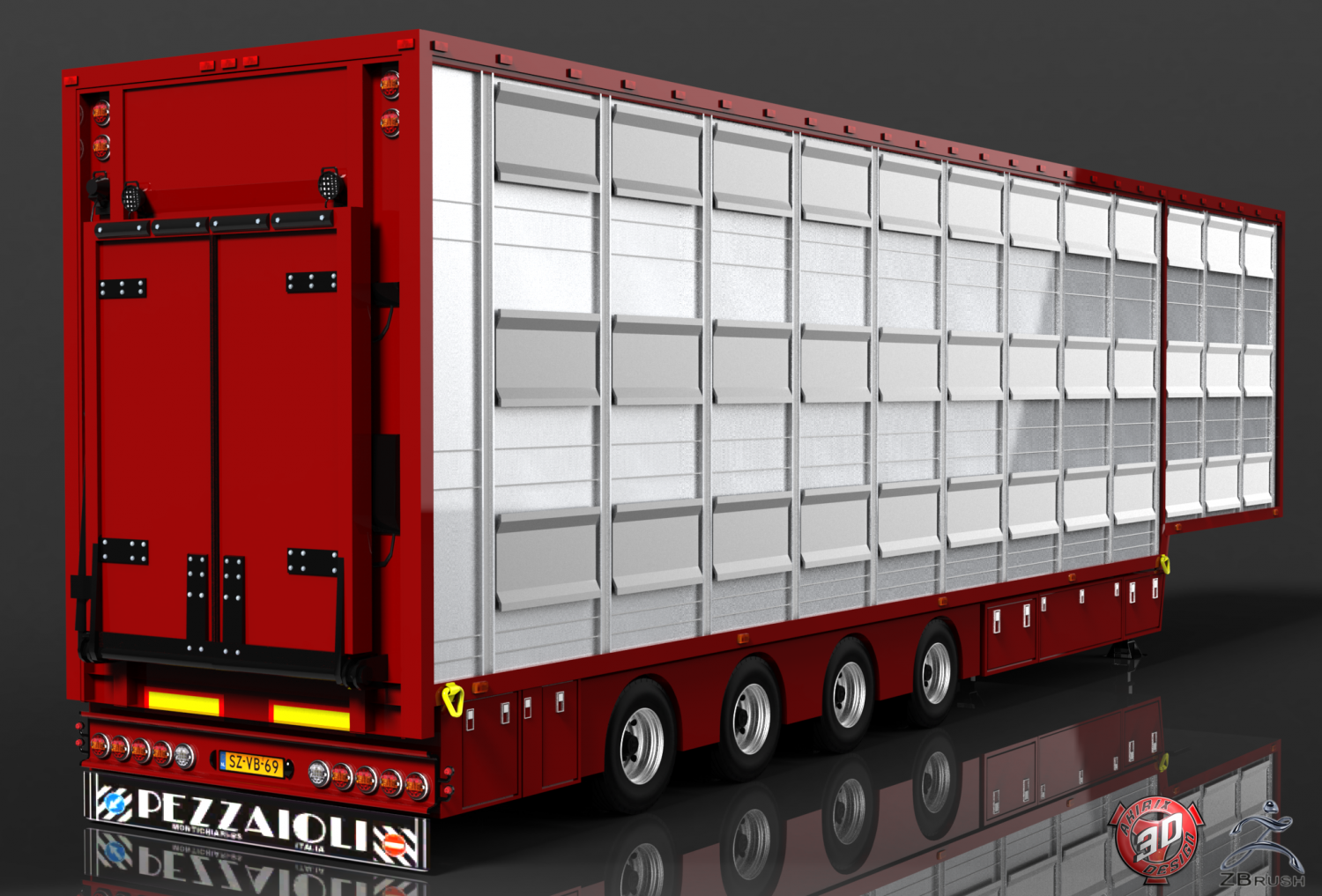 pezzaioli livestock trailer v2 3D Model in Truck 3DExport