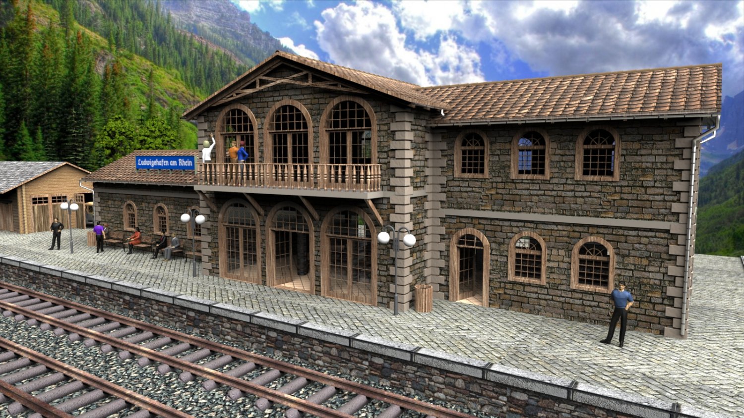 Railway station 3D Model in Buildings 3DExport