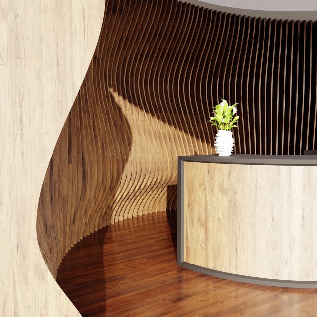 Parametric wood wall for reception 3D Model in Lobi 3DExport