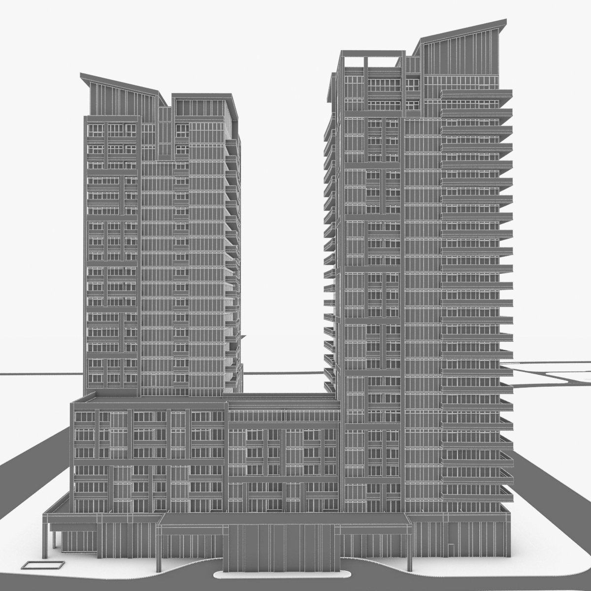 High-rise Buildings Collection 3D Model in Buildings 3DExport