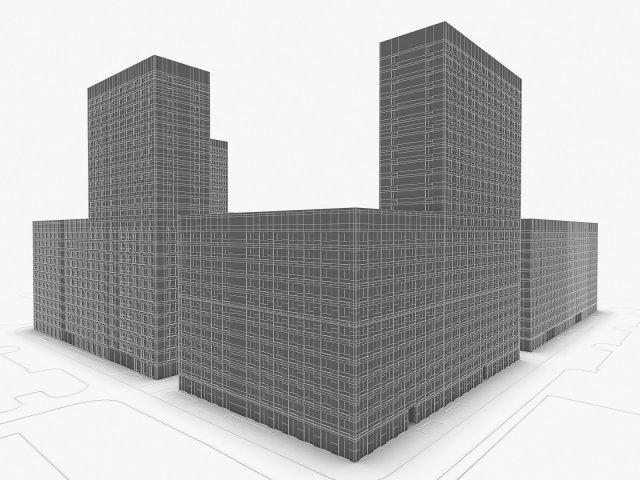 residential complex buildings 3D Model in Buildings 3DExport
