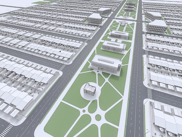 residential urban area district 3D Model in Cityscapes 3DExport