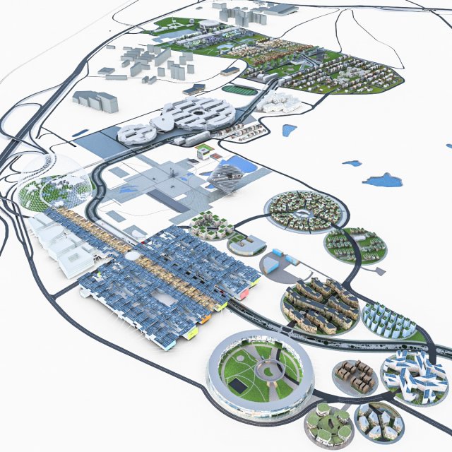 mixed-use development business area 3D Model in Cityscapes 3DExport