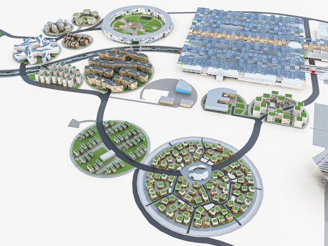 mixed-use development business area 3D Model in Cityscapes 3DExport