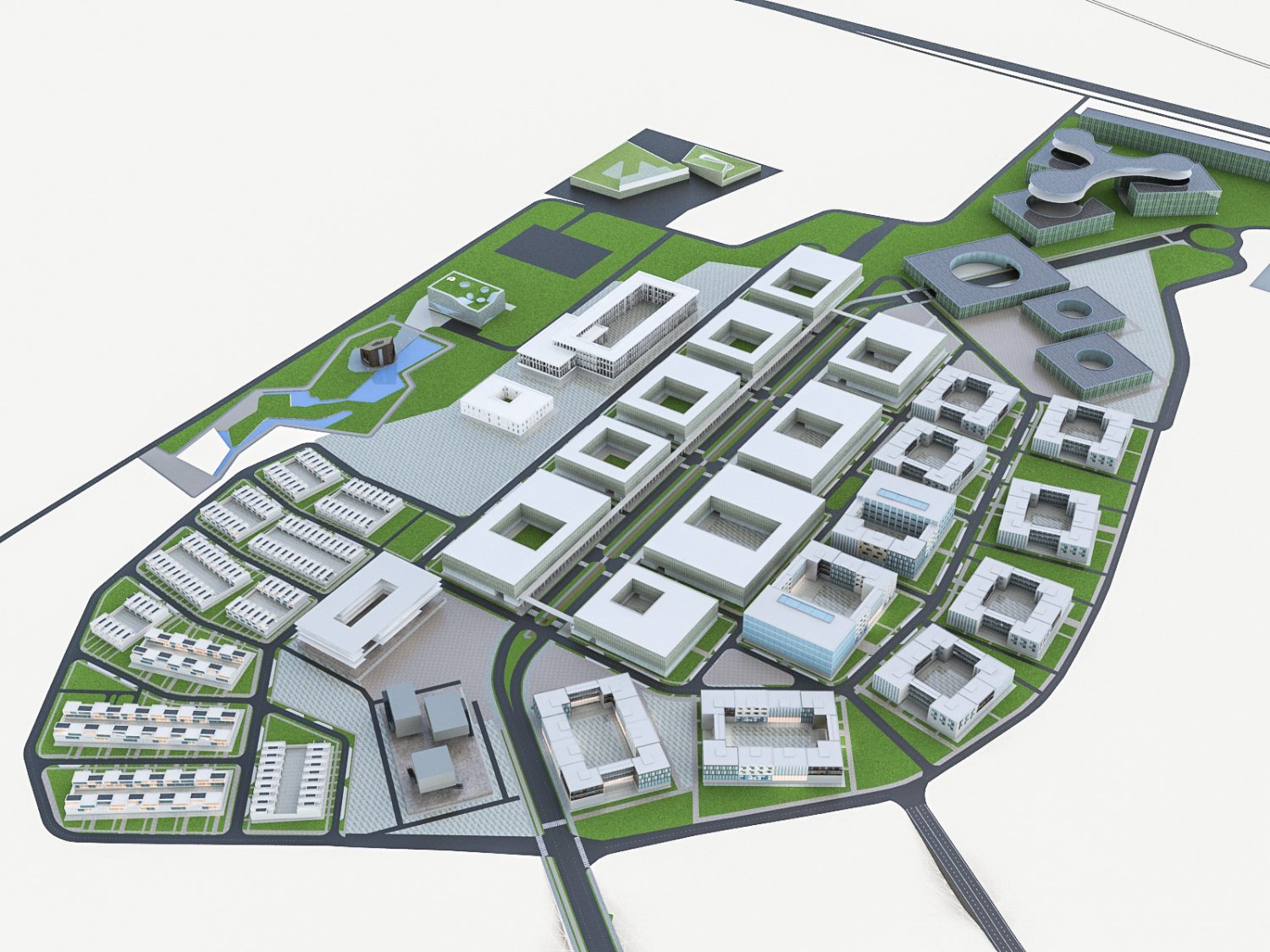 Mixed-Use Development Business Area 3D Model in Cityscapes 3DExport