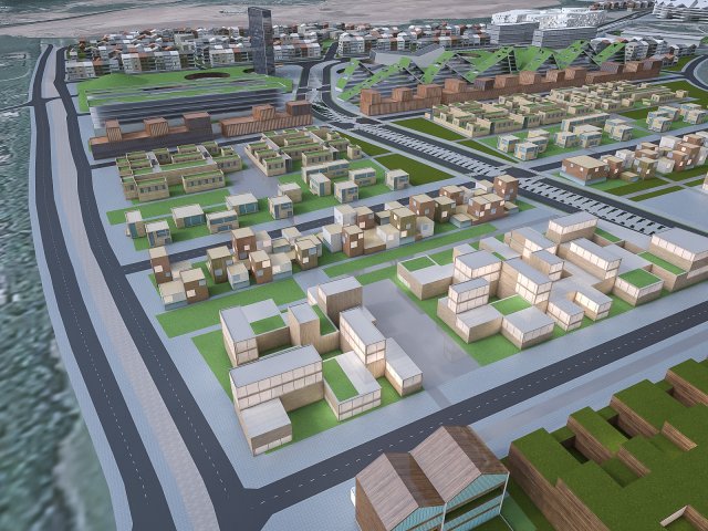 mixed-use development business area 3D Model in Cityscapes 3DExport