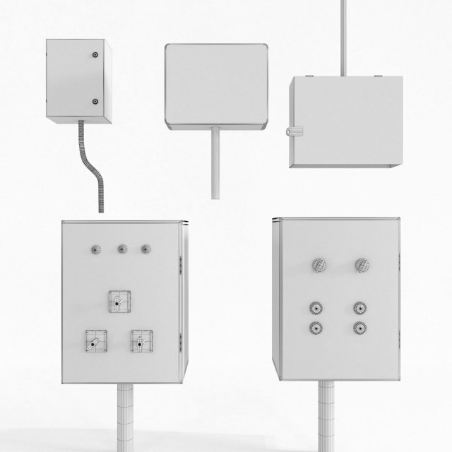 panel boxes electrical and oxygen 3D Model in Parts 3DExport