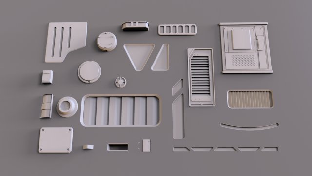 Sci fi trim sheets 1 3D Model in Fantasy 3DExport