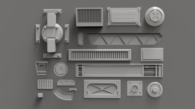 Sci fi trim sheets 2 3D Model in Fantasy 3DExport