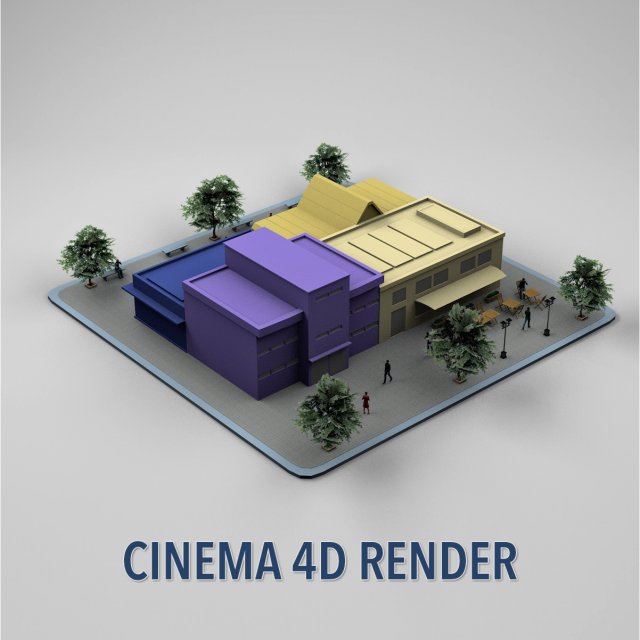 Low poly blocks shops Free 3D Model in Cityscapes 3DExport