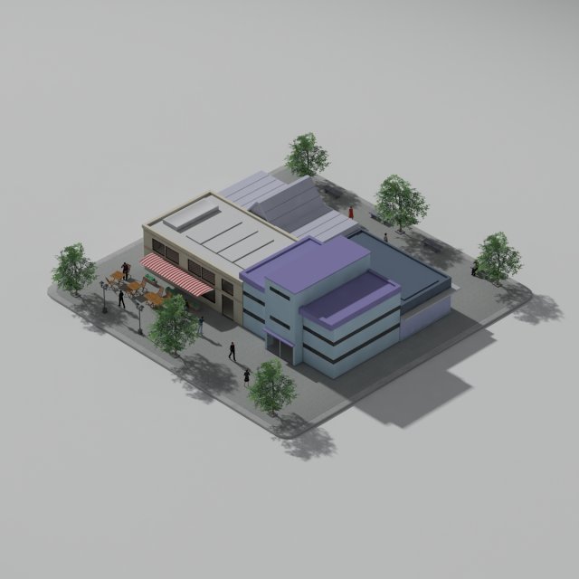 Low poly blocks shops Free 3D Model in Cityscapes 3DExport