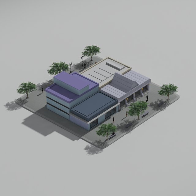 Low poly blocks shops Free 3D Model in Cityscapes 3DExport