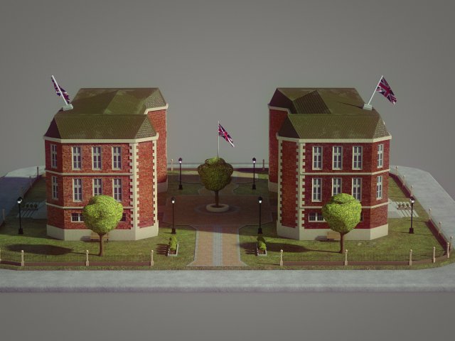 british school building 3D Model in Buildings 3DExport