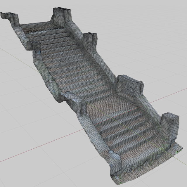 old ruined concrete staircase low-poly 3D Model in Stair 3DExport