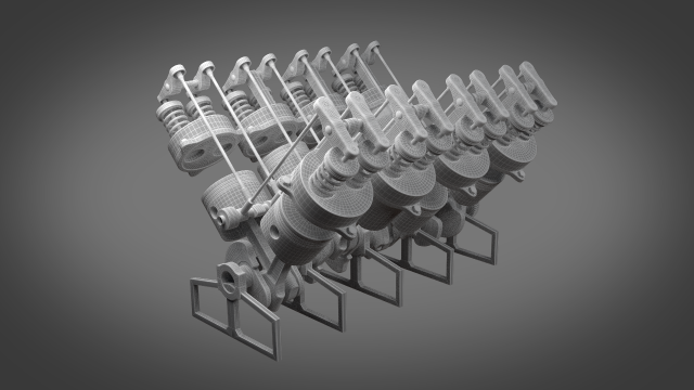 engine 3D Model in Parts 3DExport