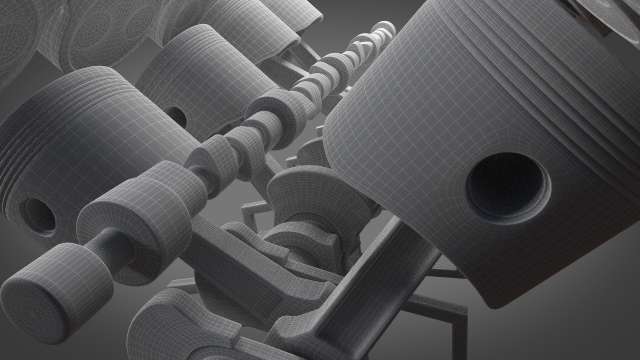 engine 3D Model in Parts 3DExport