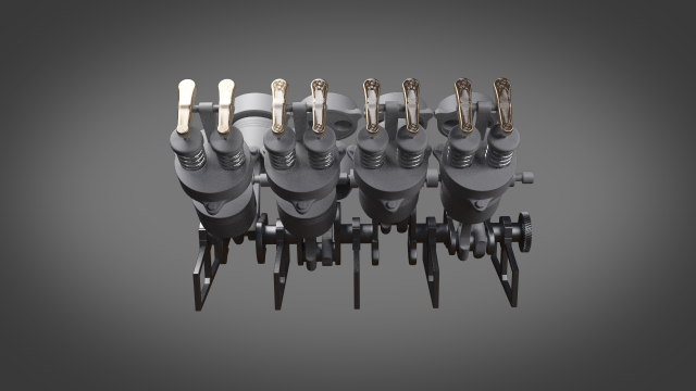 engine 3D Model in Parts 3DExport