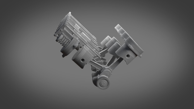 engine 3D Model in Parts 3DExport